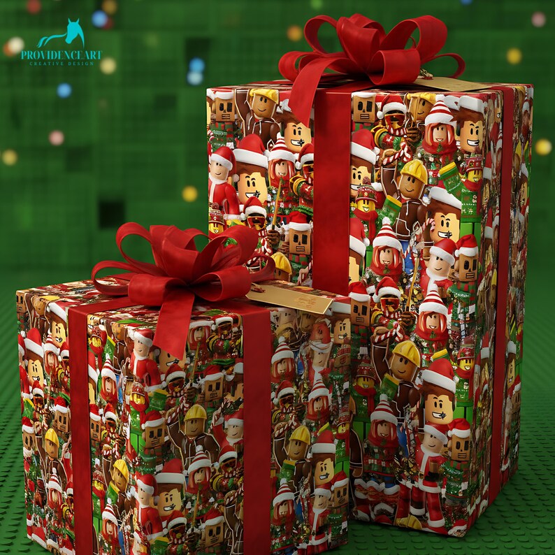 Roblox Christmas Wrapping Paper: Gamer Santa, Holiday Wrap - Etsy