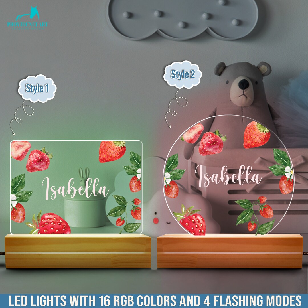 Personalized Strawberry LED Night Light, Baby Girl Nursery Decor - Etsy