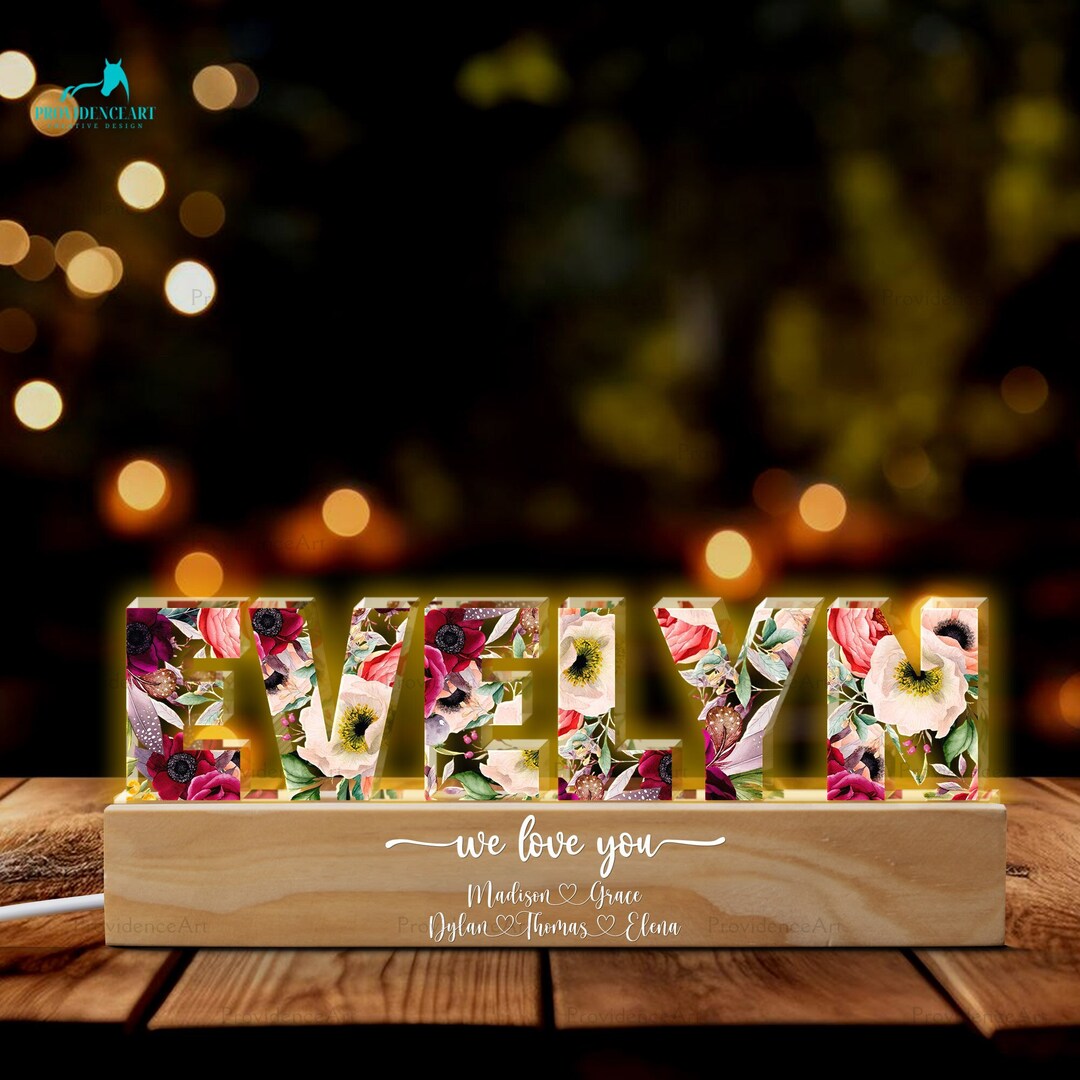 Customized Mommy Flower 3D LED Light, Mama With Kids Name Gifts, 2024 ...