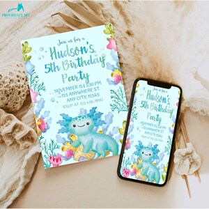 Printable Axolotl Birthday Invitation, Editable Axolotl Birthday ...