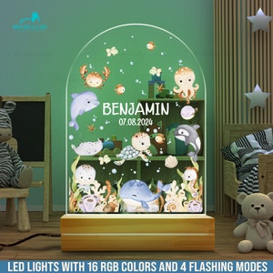 Personalized Under the Sea Watercolor Night Light for Baby Girls, Ocean ...