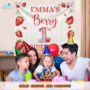 Berry 1st Birthday Backdrop, Berry First Birthday Party Banner ...