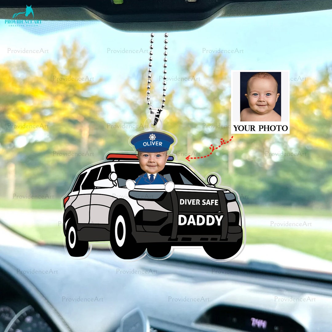 Funny Police Car Ornament Personalized With Baby Photo for Dad ...