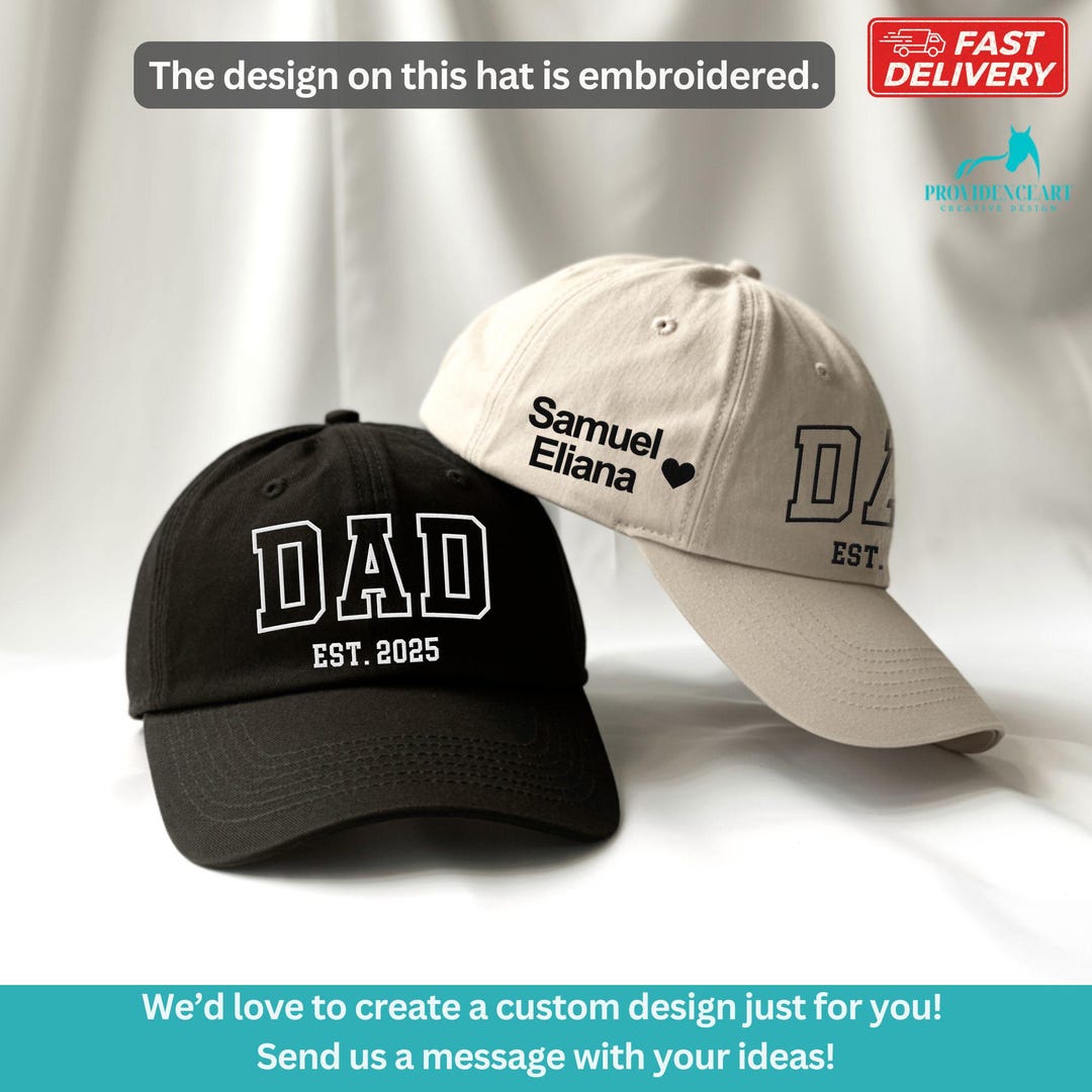 Retro Customized Dad Embroidered Cap With Date, Personalized Fathers ...