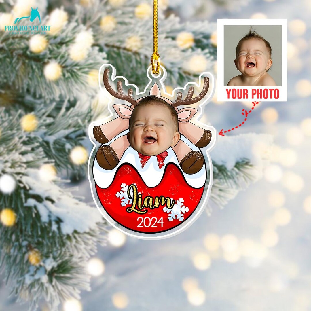 Personalized Face Baby Ornament, Custom Baby Photo Ornament ...