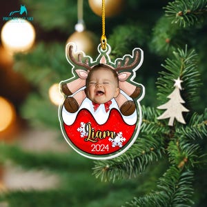 Personalized Face Baby Ornament, Custom Baby Photo Ornament ...