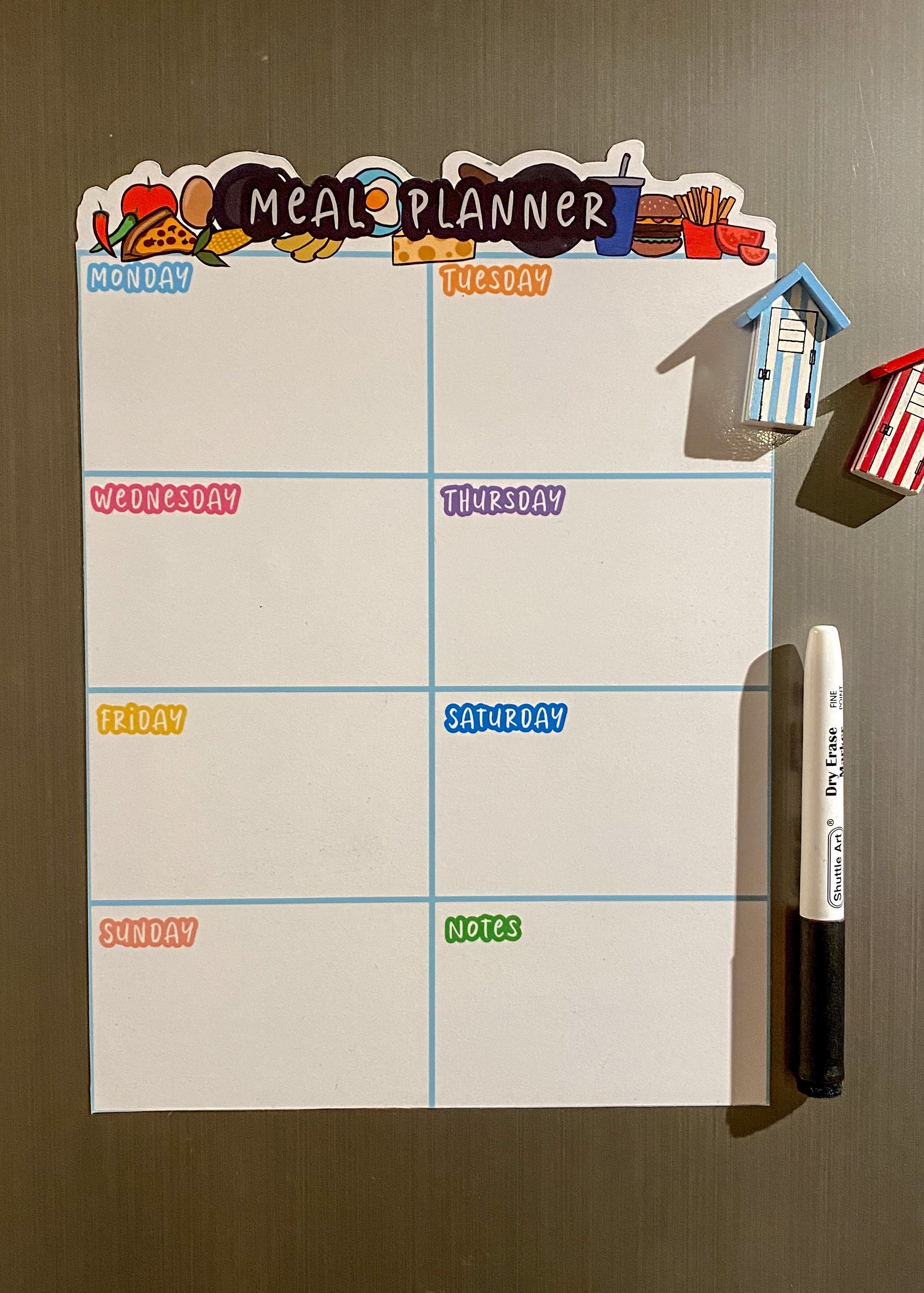 Fridge Magnet Meal Planner Dry Wipe With Free Magnetic Dry Erase Pen - Etsy