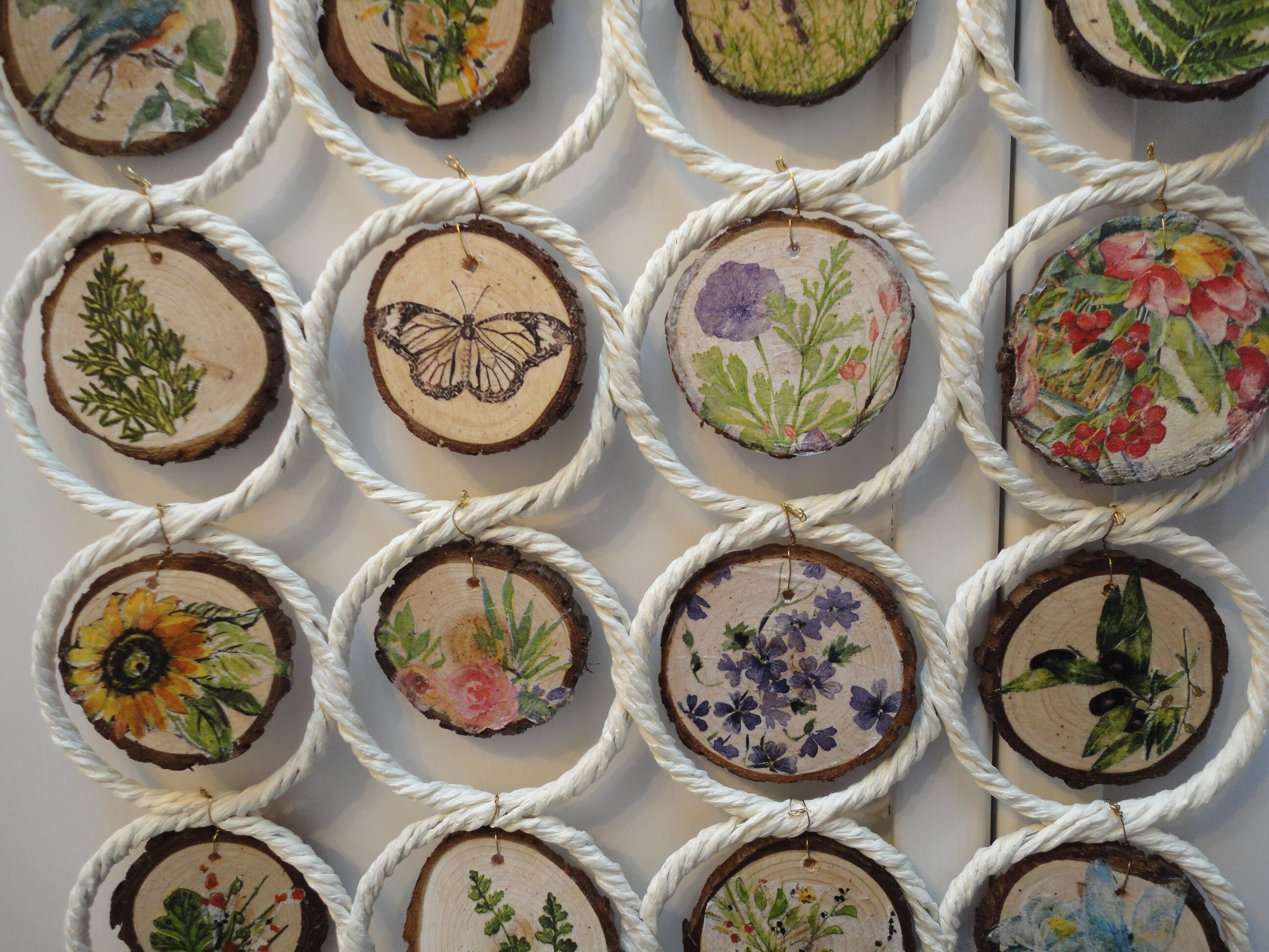 Decoupage Wood Slices Wall Hanging Wall Decor 15 X 28 1/2 Inches - Etsy