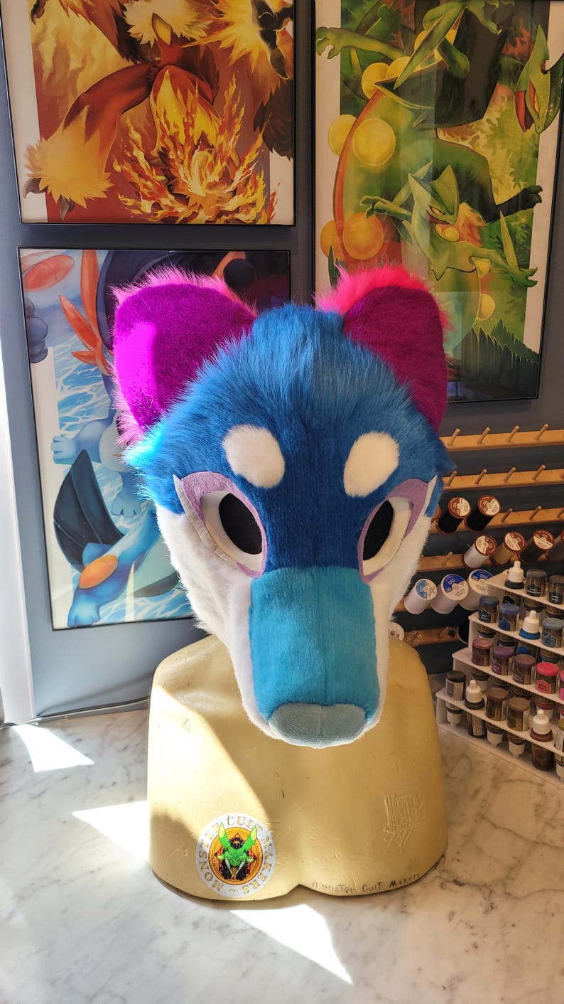 Nebula Wolf Fursuit Furry Economy Mask Half-head Cosplay Canine Costume ...