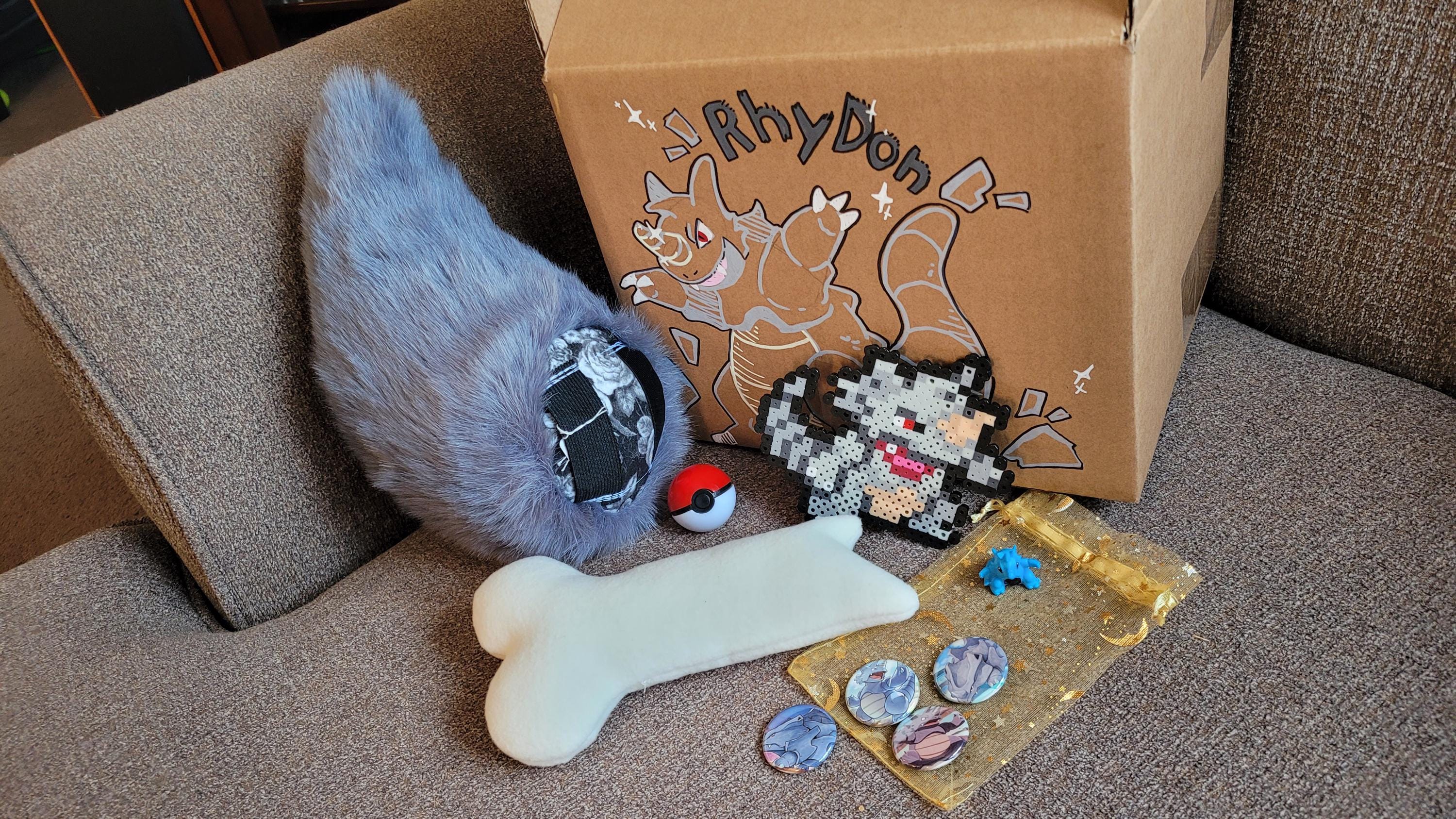 Rhydon Themed Gift Box Pokemon Surprise Set Furry Fursuit Tail Perler ...