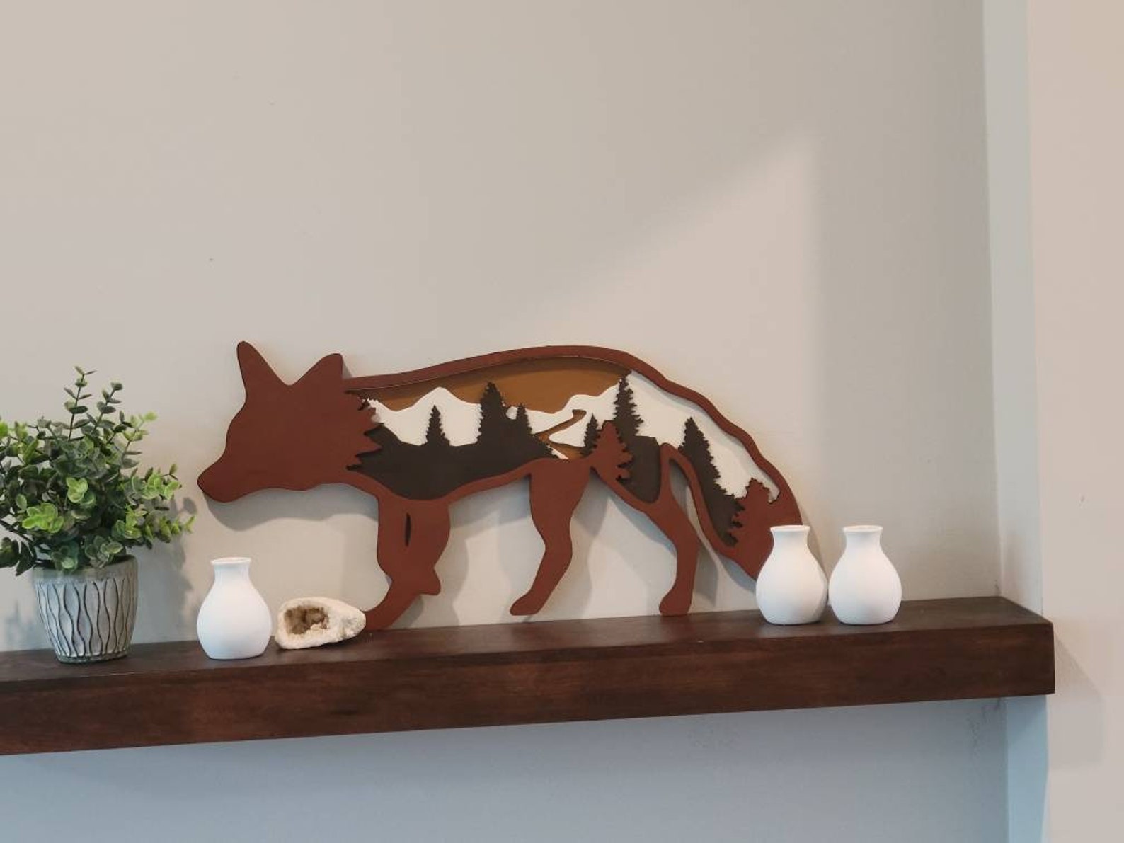 Fox Sign With Rustic Woodland Scene - Etsy
