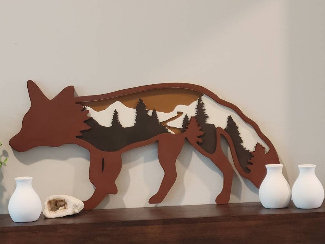 Fox Sign With Rustic Woodland Scene - Etsy