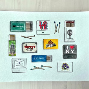 Custom Matchbook Hand-painted Watercolor Illustrations - Etsy
