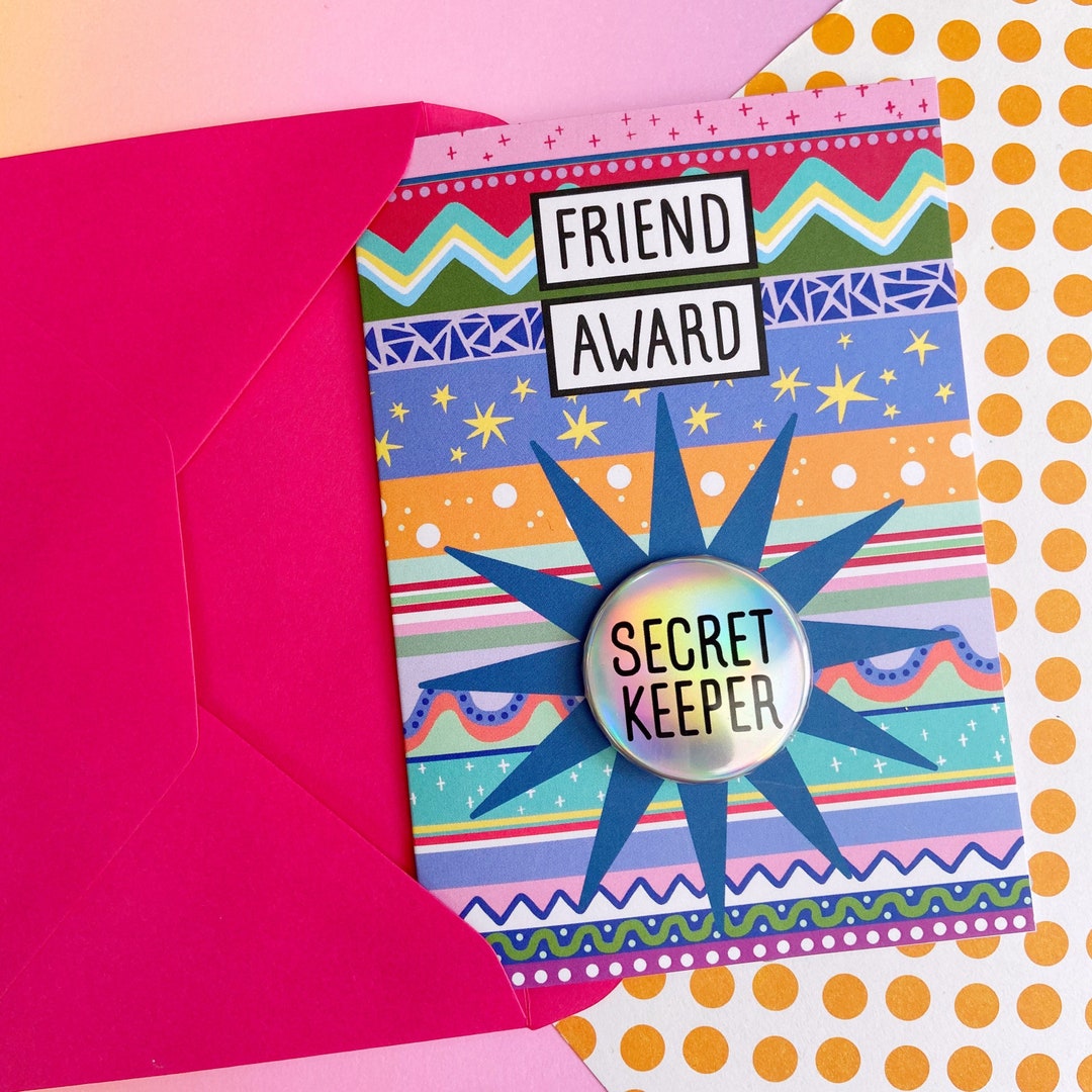Friendship Card Secret Keeper Friend Card With Badge - Etsy