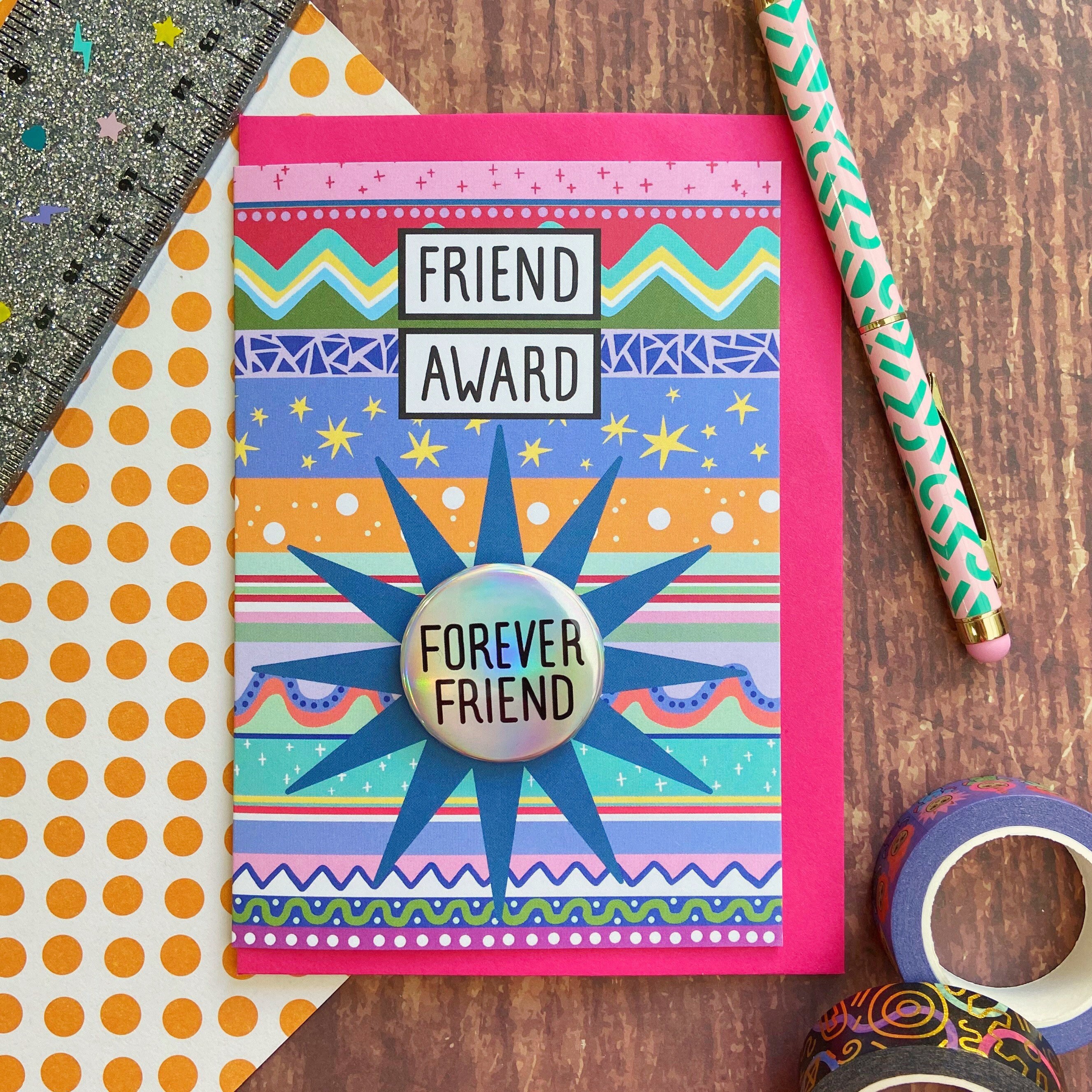Friend Card Forever Friend Card With Badge Relationship - Etsy
