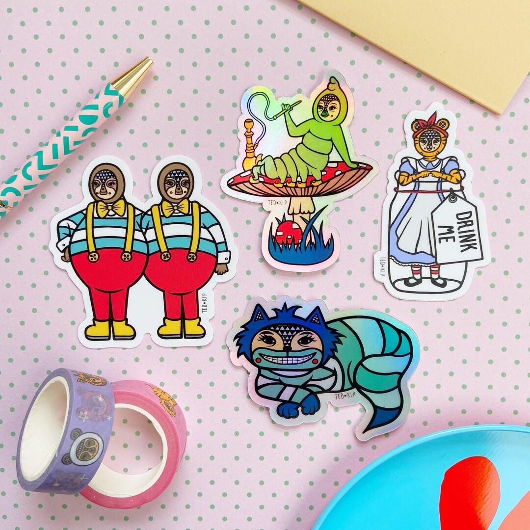 Alice in Wonderland Vinyl Sticker Set, Whimsical Character Collection ...