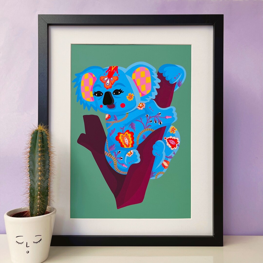 Koala Print, A4 or A3 Flower Paisley Style Art Print, Abstract Pattern ...