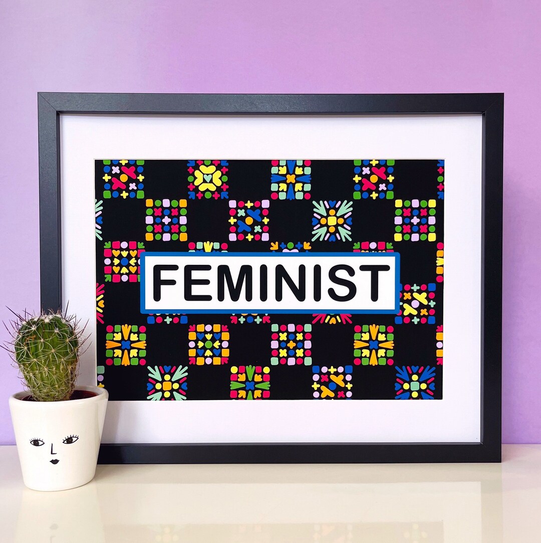 Feminist Print, A4 or A3 Wall Funky Crochet Granny Square Pattern Retro ...