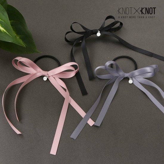 Simple Long Tail Hair Bow Barrette & Hairties Thin Ribbon - Etsy