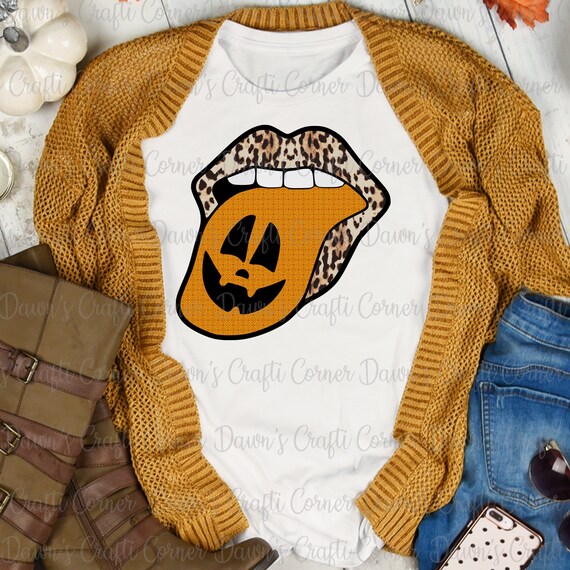 Pumpkin Mouth Png Halloween Sublimation Design Leopard Lips | Etsy