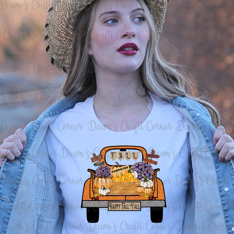 Happy Fall Truck PNG: Vintage Pumpkin Sublimation Design (digital ...