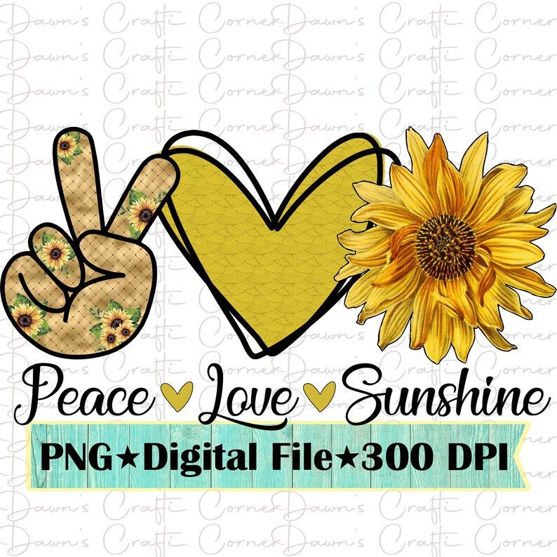 Peace Love Sunshine Png Summer Png Peace Love Sunshine - Etsy