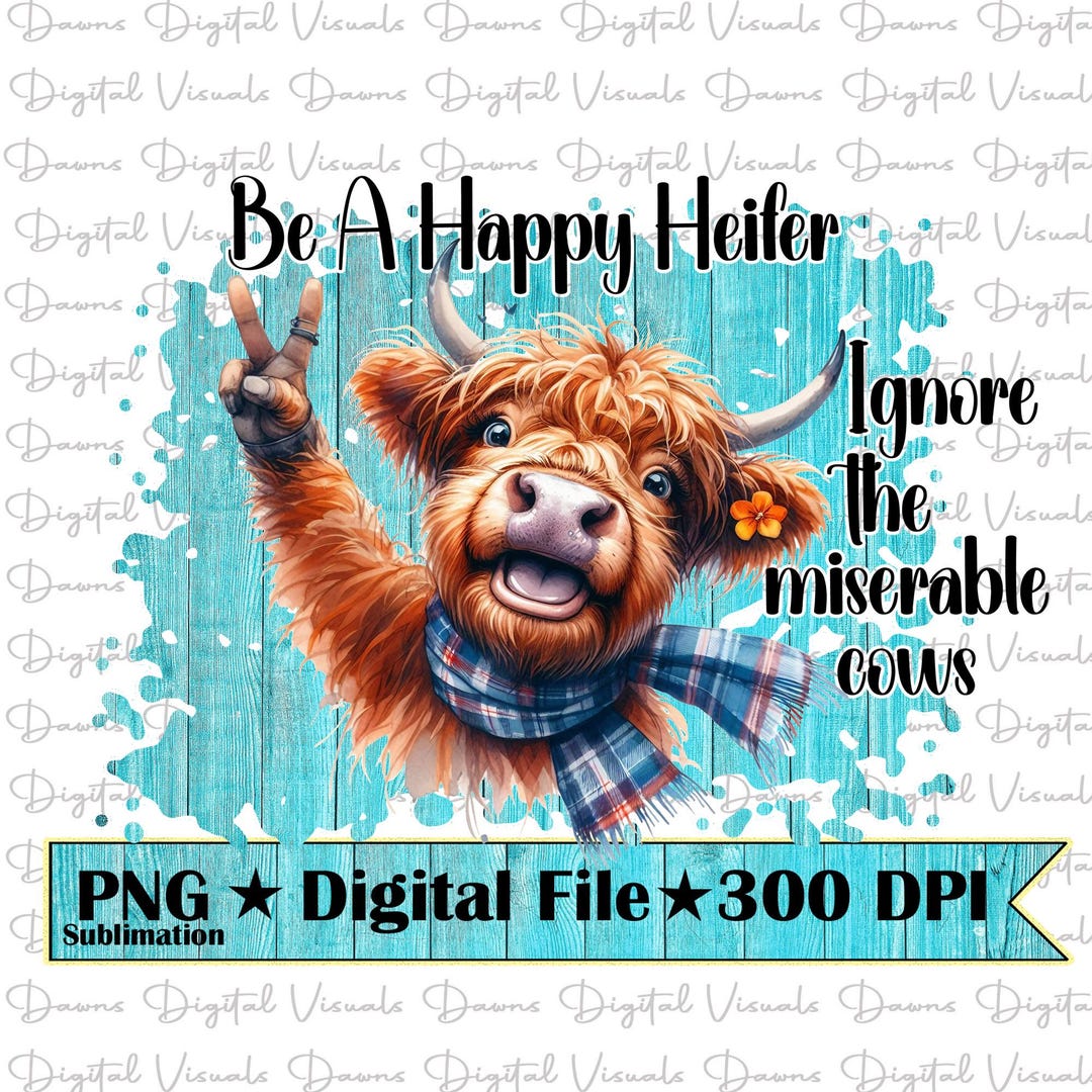 Happy Heifer PNG: Funny Cow Sublimation Design (digital Download) - Etsy