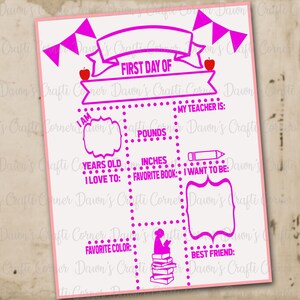 First Day of School; First Day Board Svg; School Svg; Girl's First Day ...
