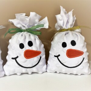Personalized Snowman Treat Bag, Embroidered Minky Christmas Favor - Etsy