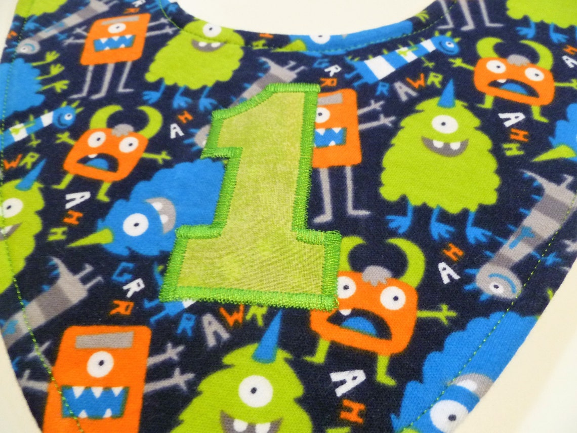 Smash Cake Bib 1st Birthday Bib First Birthday Bib Monster Bib - Etsy