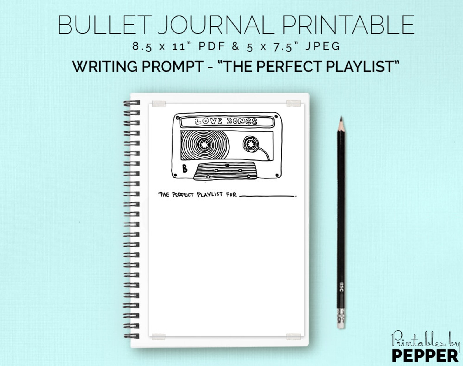 Perfect Playlist Writing Prompt Bullet Journal Printable - Etsy