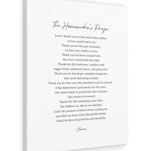 The Homemaker's Prayer Canvas Print | Gift for Christian Mom ...