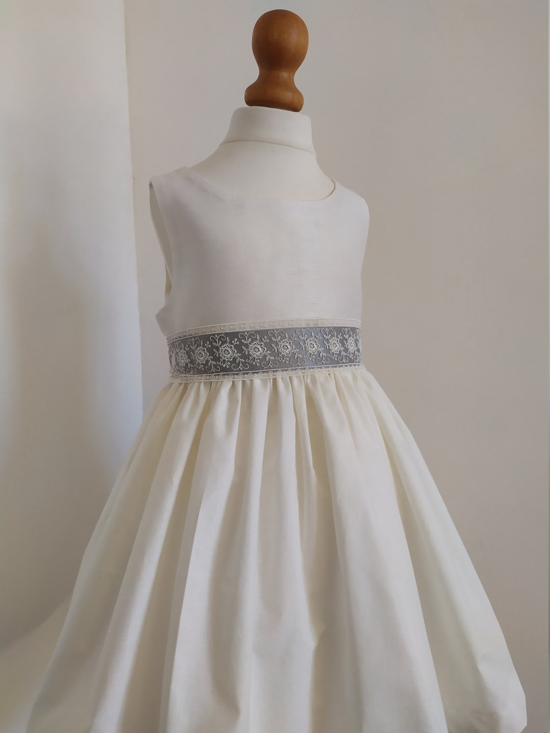 Simple Ivory Girl Dress With Color Ribbon of Your Choice - Etsy