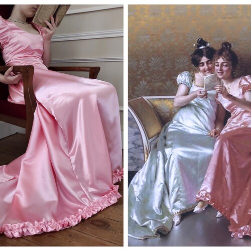 Dress Satin Pink Regency 1800 Satin Quality Luxury Etsy