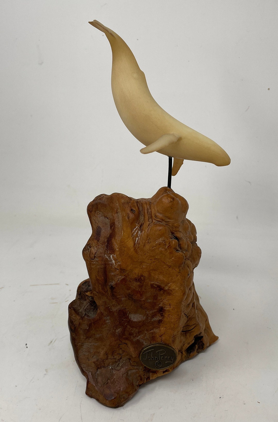 Vtg John Perry Studio Art Whale Sculpture Burl Wood - Etsy