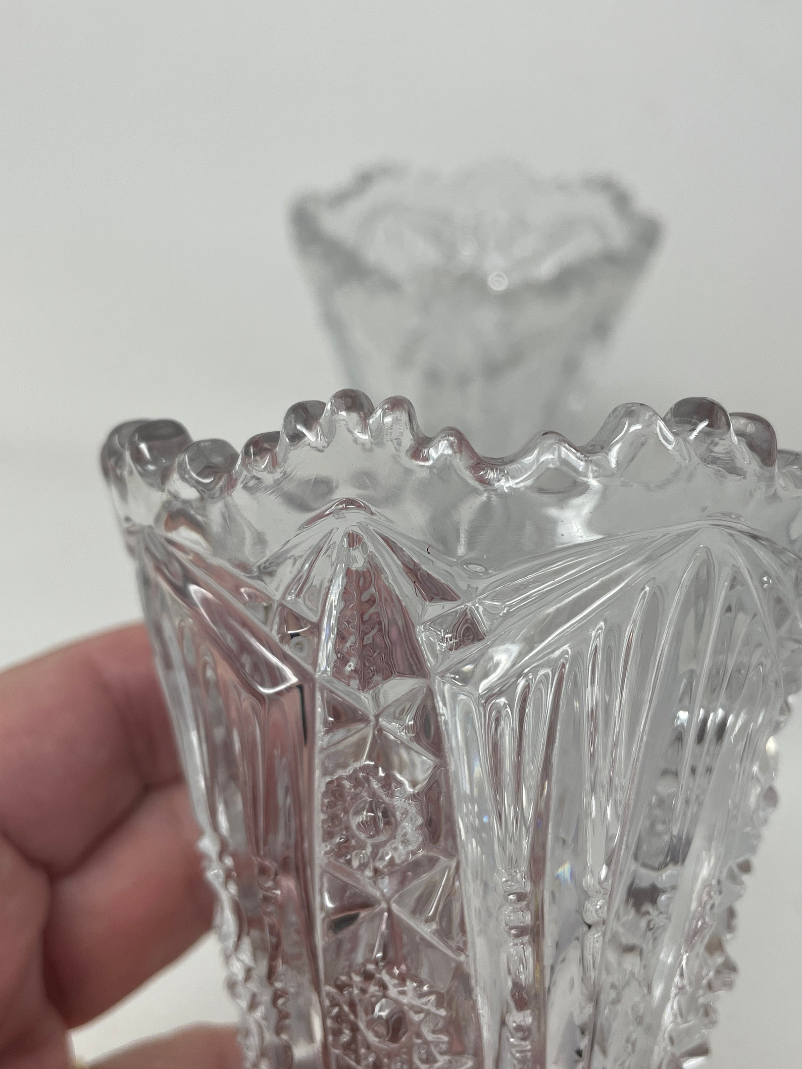 2 Antique Imperial Glass Star and Fan Design NUCUT Vase - Etsy