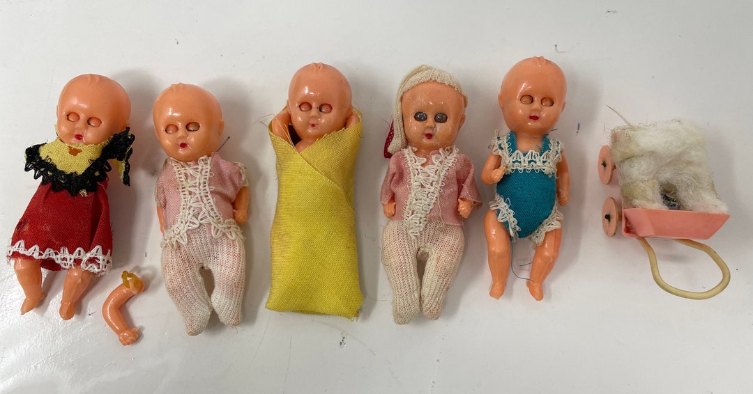 5 Antique Celluloid Plastic Miniature Baby Dolls Open Close Eyes - Etsy
