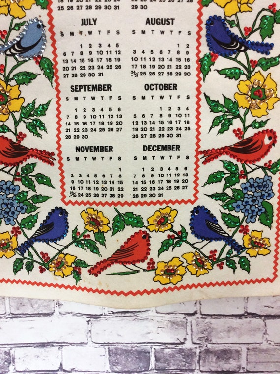 Calendars & Planners Paper Vintage Cloth Calendar 1980 Birds Sunflowers ...