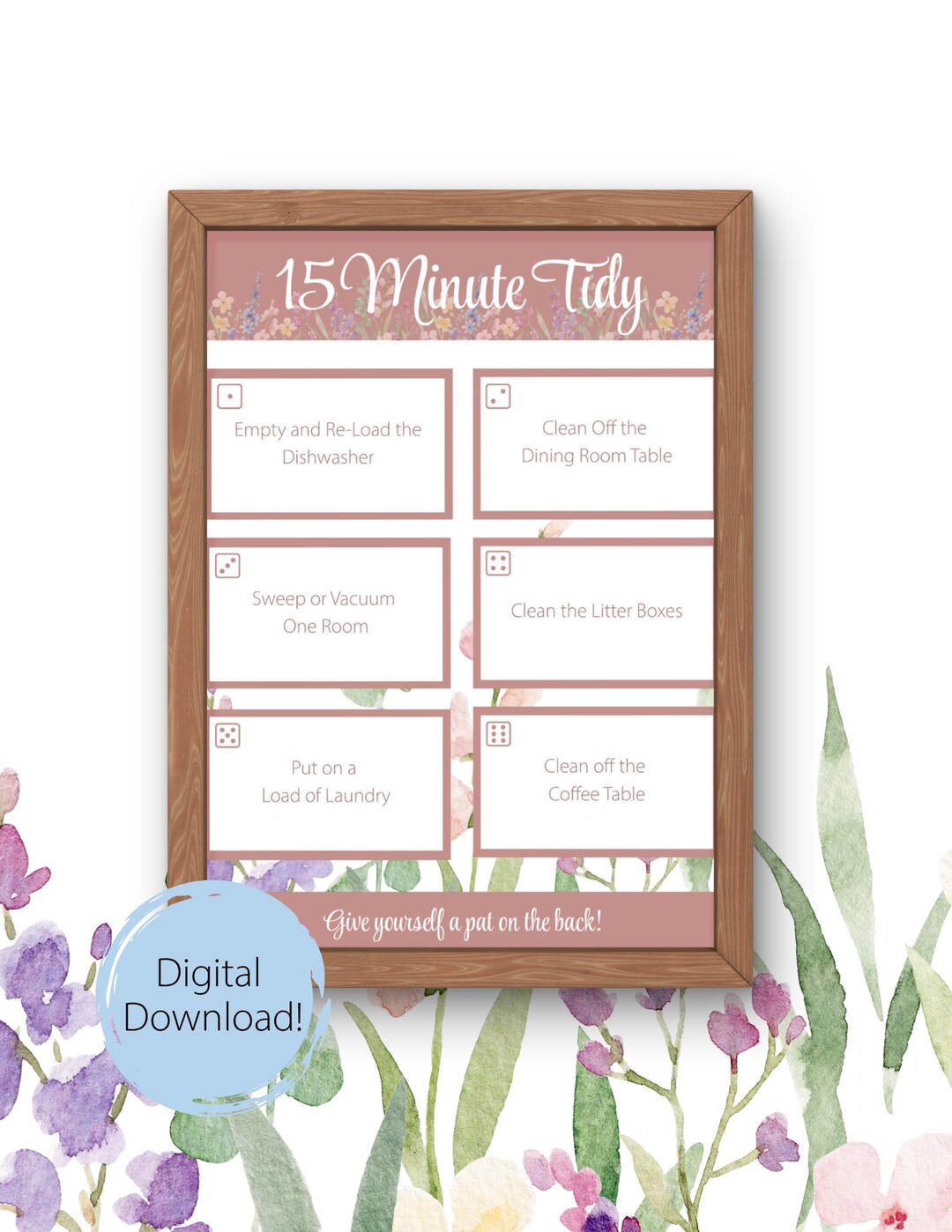 15-minute Tidy Template Pink Floral Wildflower Cottage Core Life ...