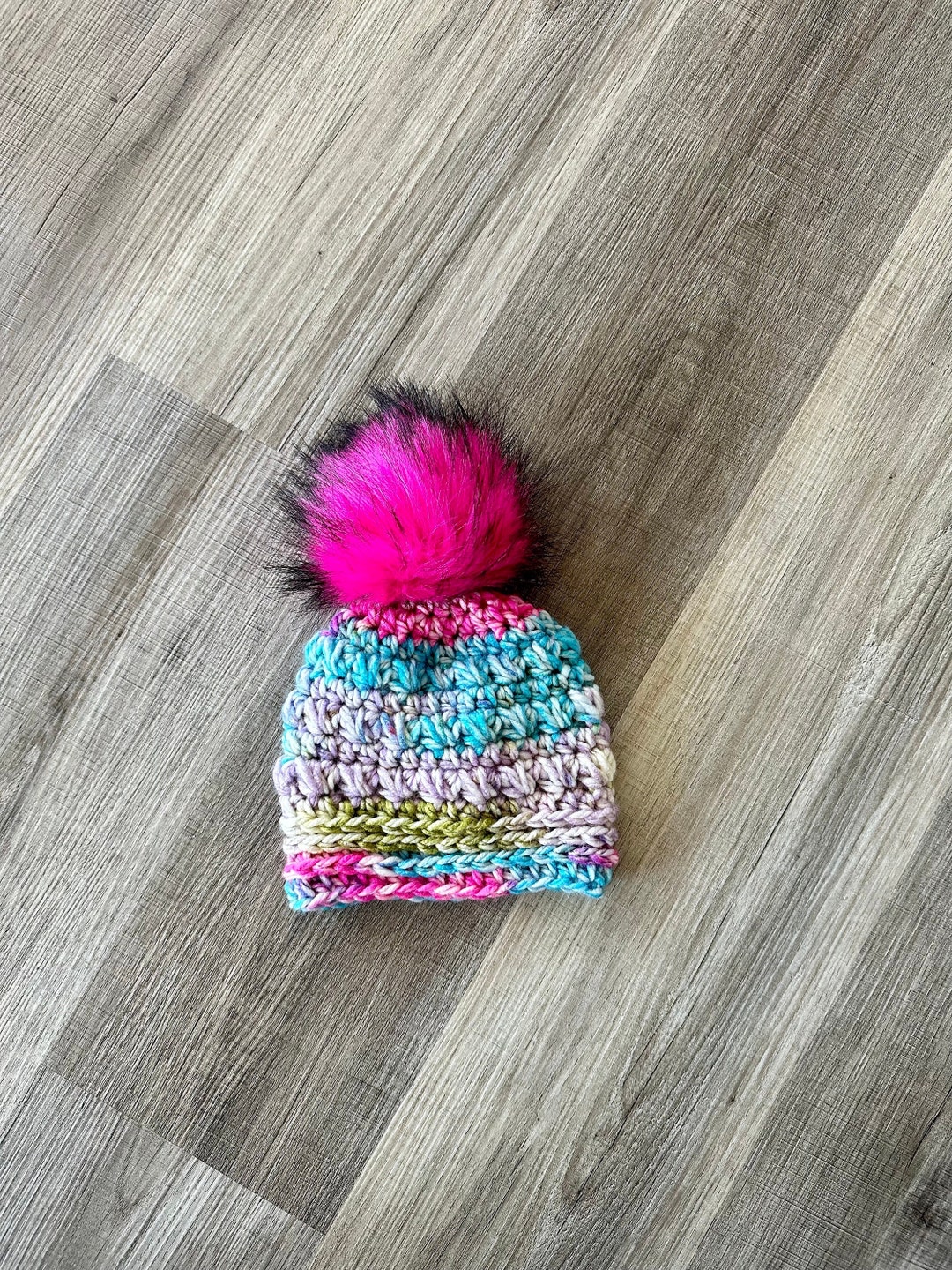 Multi Colored Hat/womens Hat/ Children Hat/toddler Hat/ Pink and Purple ...