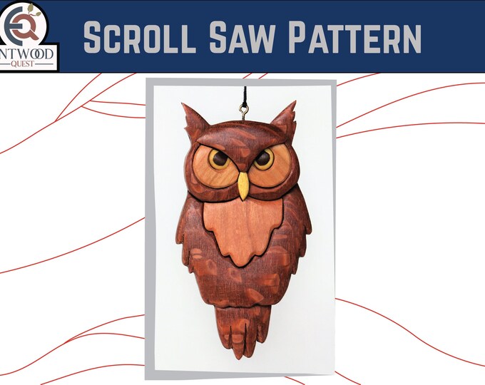 Great Horned Owl Intarsia Pattern, Scroll Saw Pattern, Wooden Bird ...