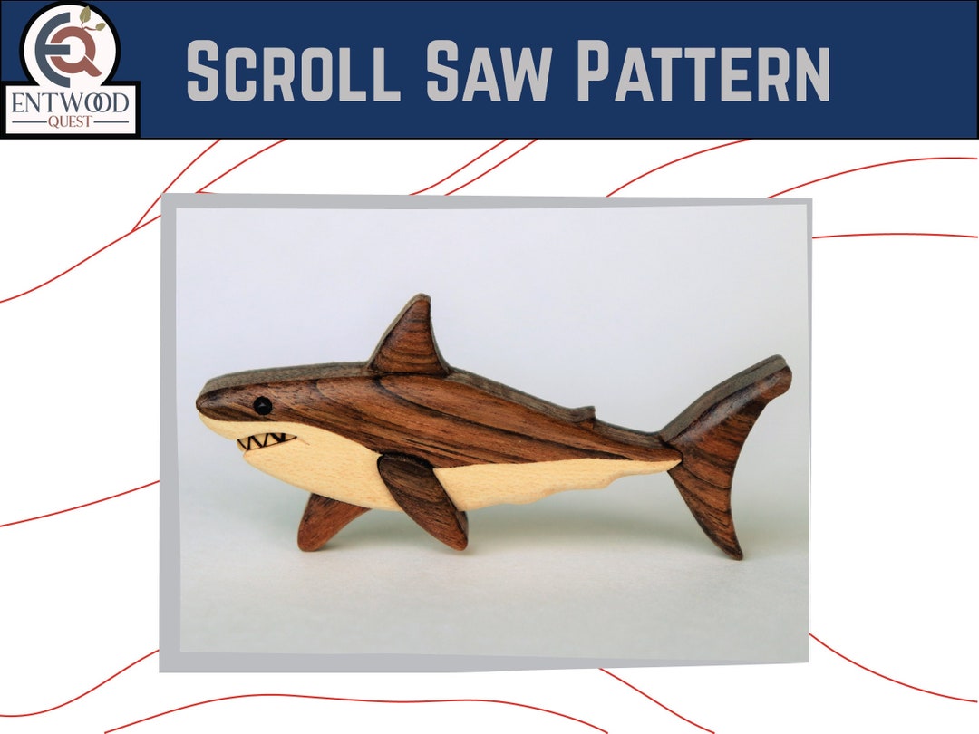 Great White Shark Intarsia Pattern Scroll Saw Fish Wooden - Etsy