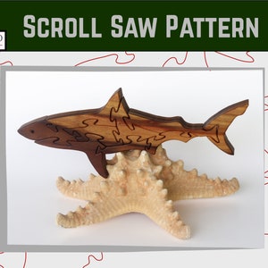 Sea Life Scroll Saw Puzzle Pattern Set #1, Shark, Squid, Marlin, Bass ...