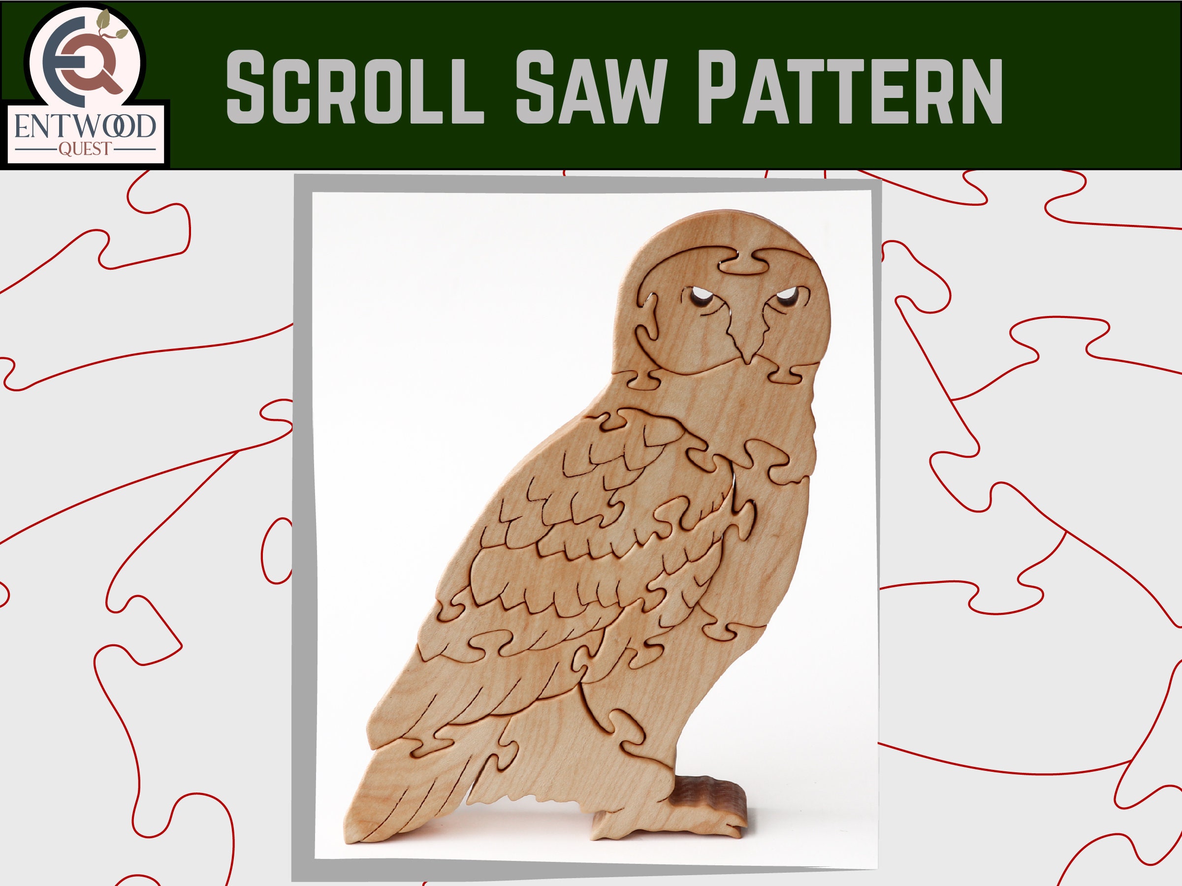 Birds Scroll Saw Puzzle Pattern Set, Great Horned Owl, Snowy Owl ...