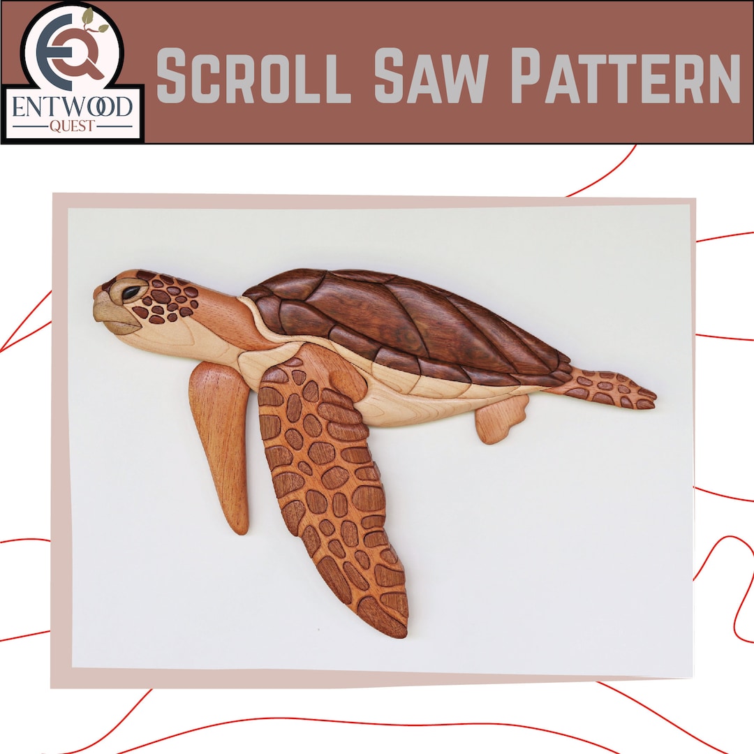 Loggerhead Sea Turtle Intarsia Pattern, Scroll Saw Wall Hanging, Wooden ...
