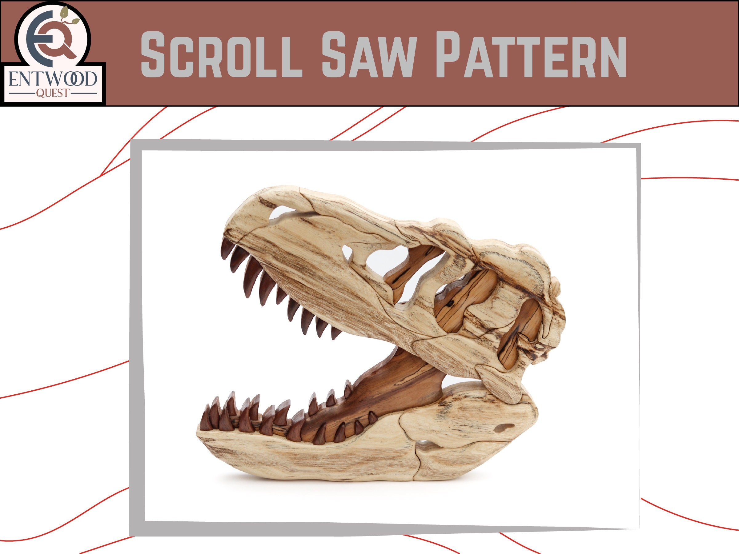 T-rex Skull Intarsia Pattern Scroll Saw Wall Hanging Wooden - Etsy