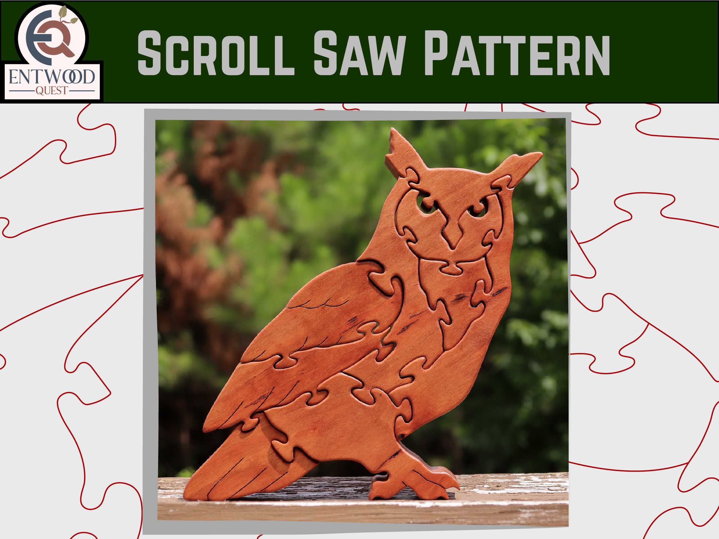 Birds Scroll Saw Puzzle Pattern Set, Great Horned Owl, Snowy Owl ...