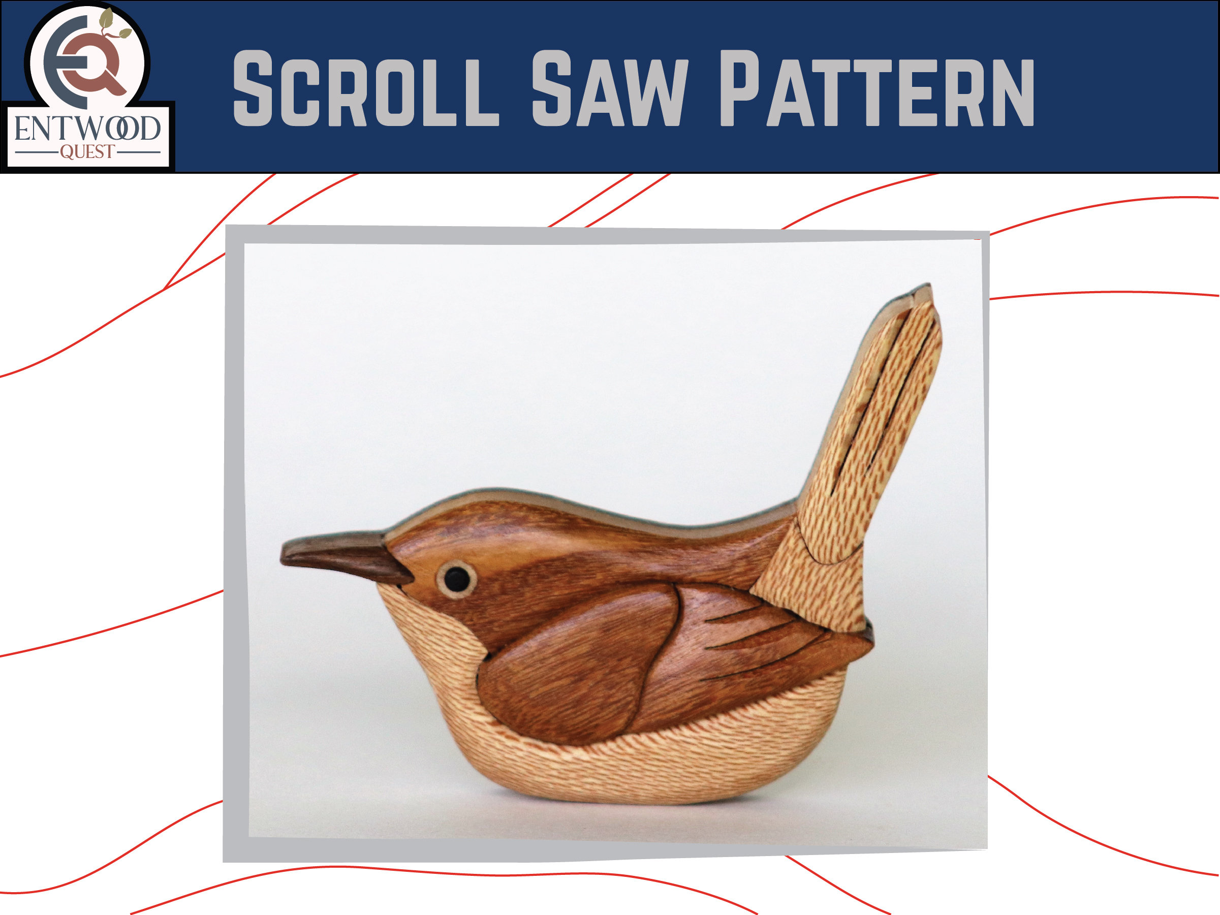 Songbird Mini Intarsia Pattern Set, House Wren, Bluebird, Robin, Scarlet Tanager, Red-winged ...