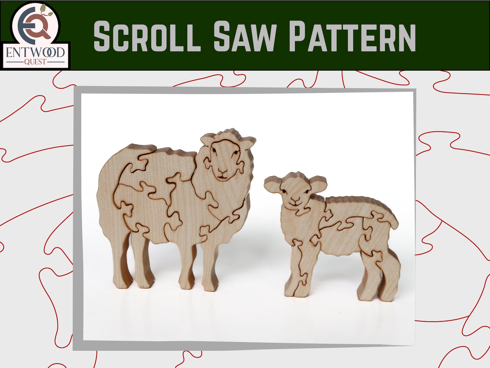 Farm Animal Scroll Saw Puzzle Pattern Set, Duck, Horse, Pig, Goat ...