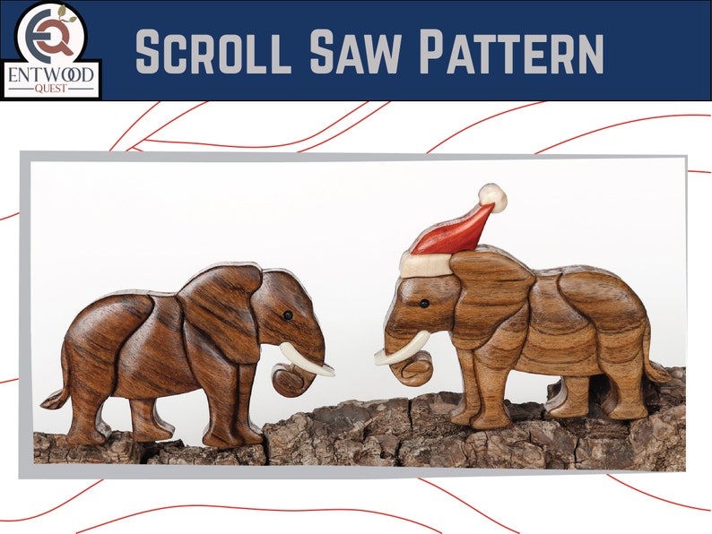 African Wildlife Mini Intarsia Pattern Set, Elephant, Hippo, Rhino ...